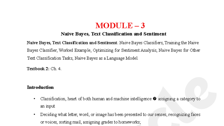 BAD613B Module 3: Naive Bayes Classifiers & Text Classification Notes ...