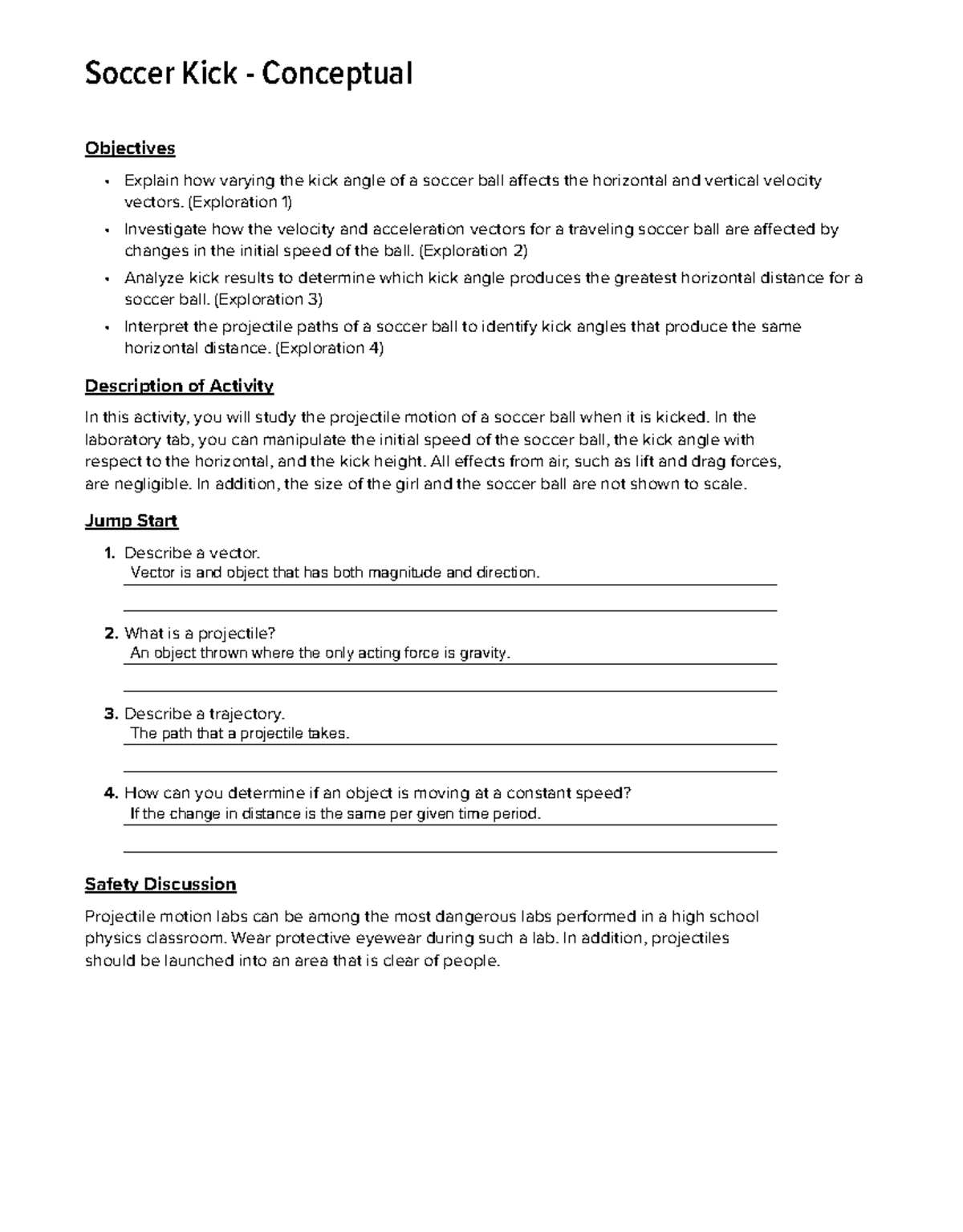 Physics 101: Soccer Projectile Motion Worksheet - Studocu