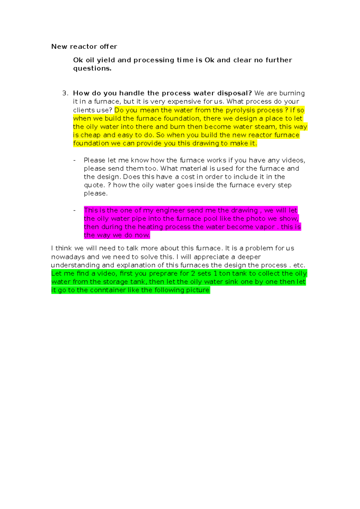 Reactor Inquiry Response: Design, Costs, and Process Details 20251128 ...