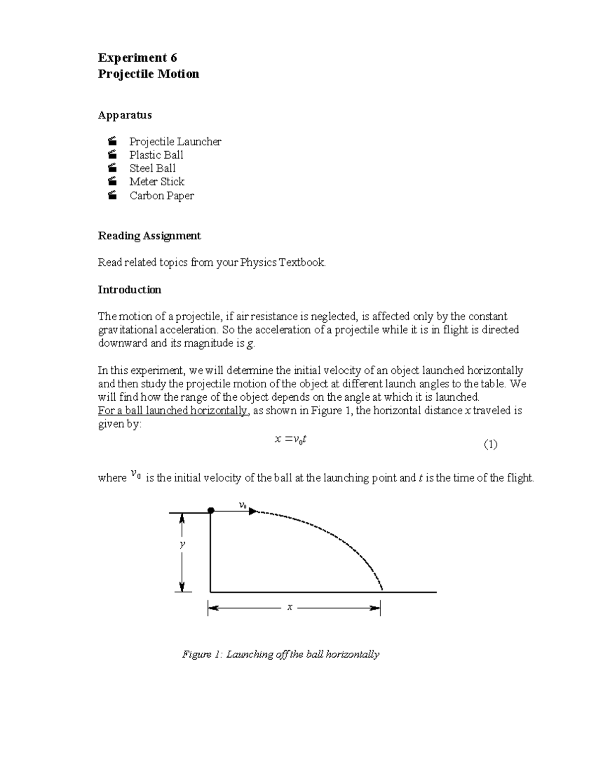 Physics Experiment: Analyzing Projectile Motion (2)(1)(1) - Studocu