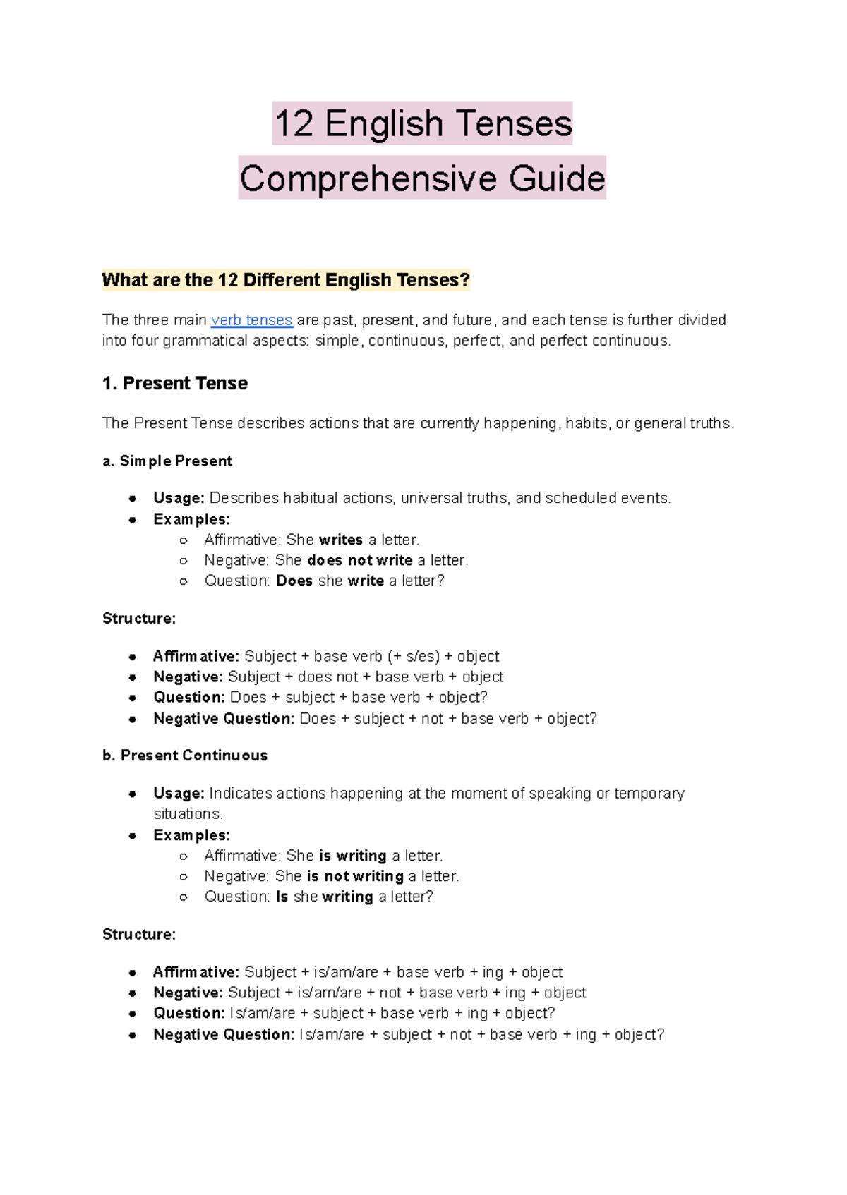 12 verb tenses learnenglishteamSCE - 12 English Tenses Comprehensive ...
