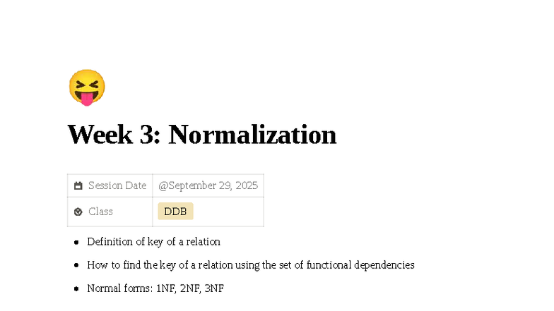 DDB 101: Week 3 Normalization Notes and Key Concepts - Studocu