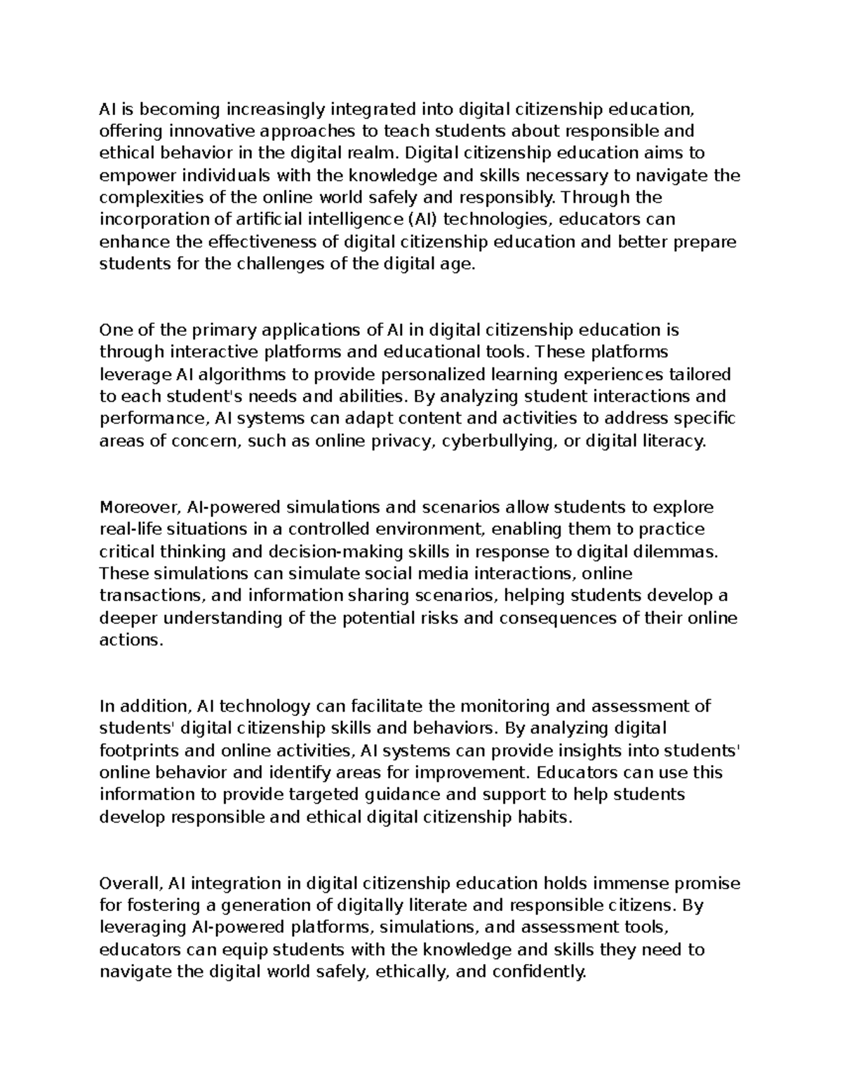 AI Integration in Digital Citizenship Education: Enhancing Learning ...