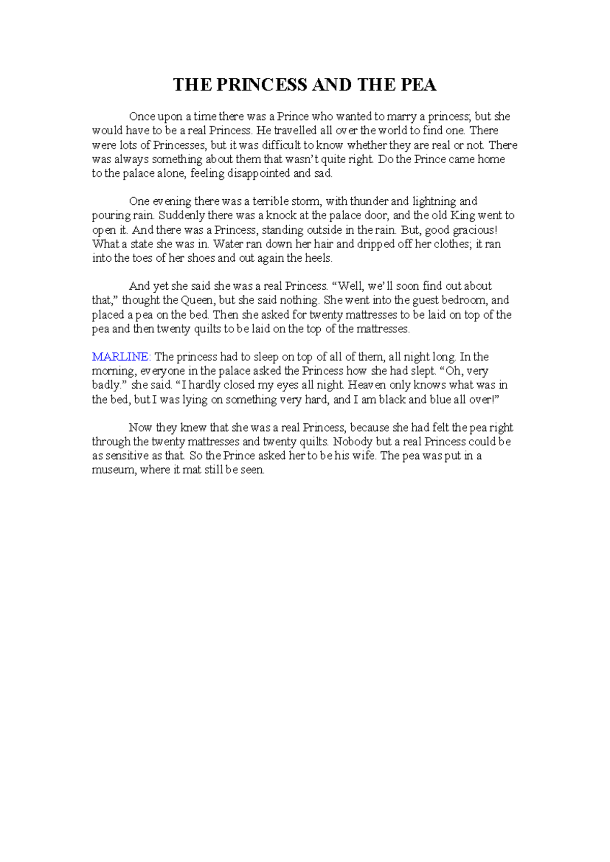 THE PRINCESS AND THE PEA: A Classic Fairy Tale Analysis - Studocu