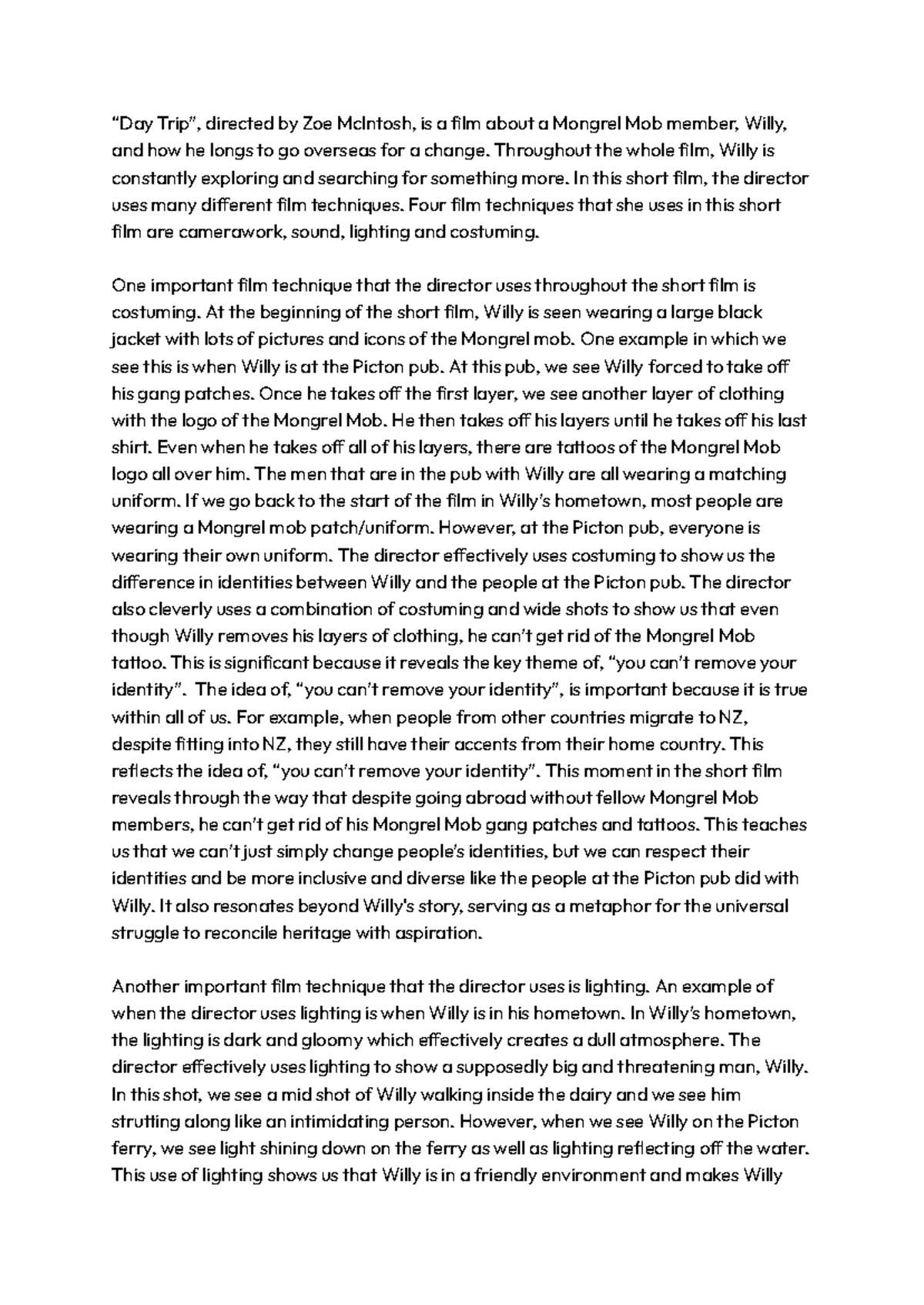 L2 Close Viewing Exemplar: Analyzing Film Techniques in Zoe McIntosh's ...