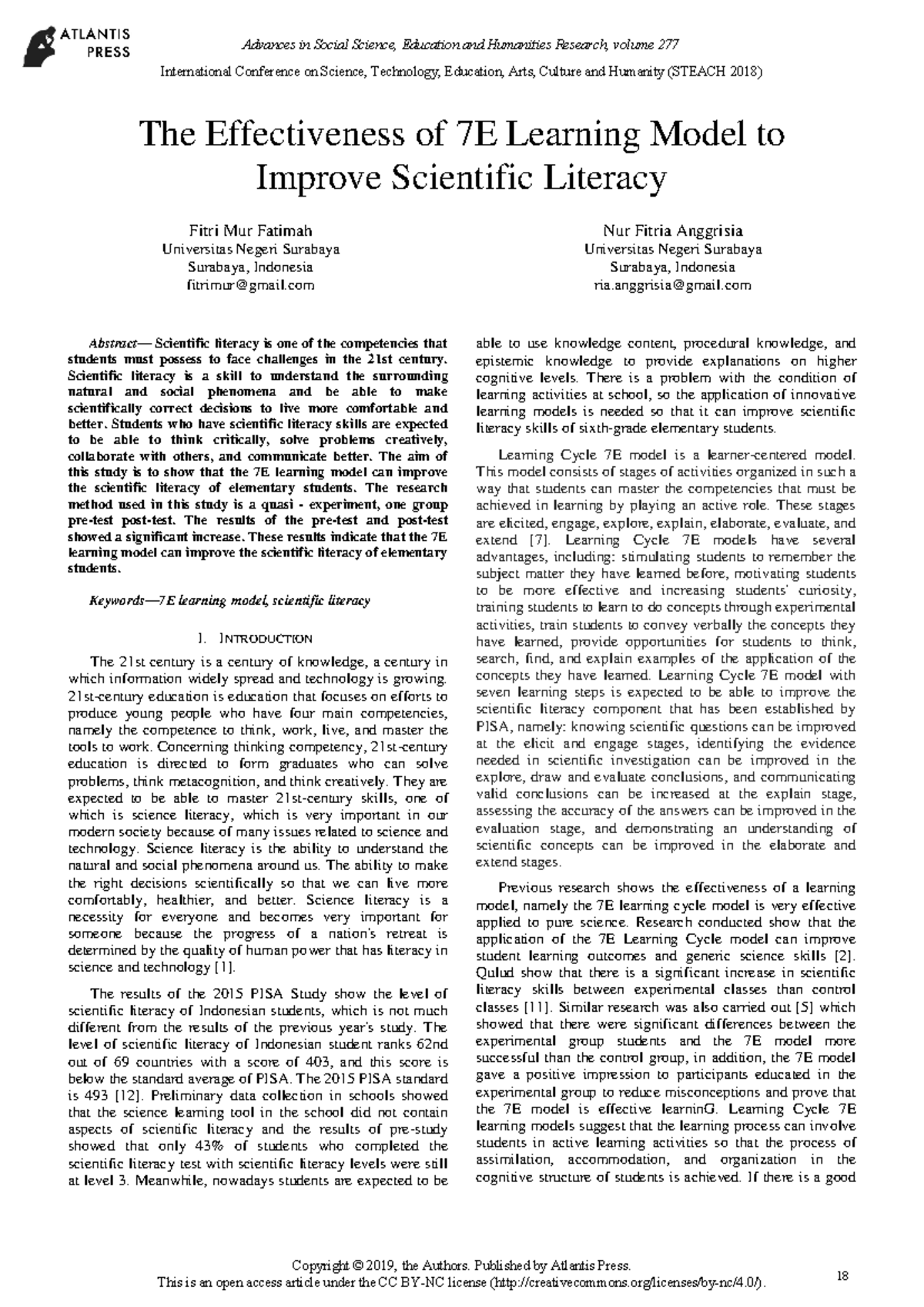 55911998 - none - The Effectiveness of 7E Learning Model to Improve ...