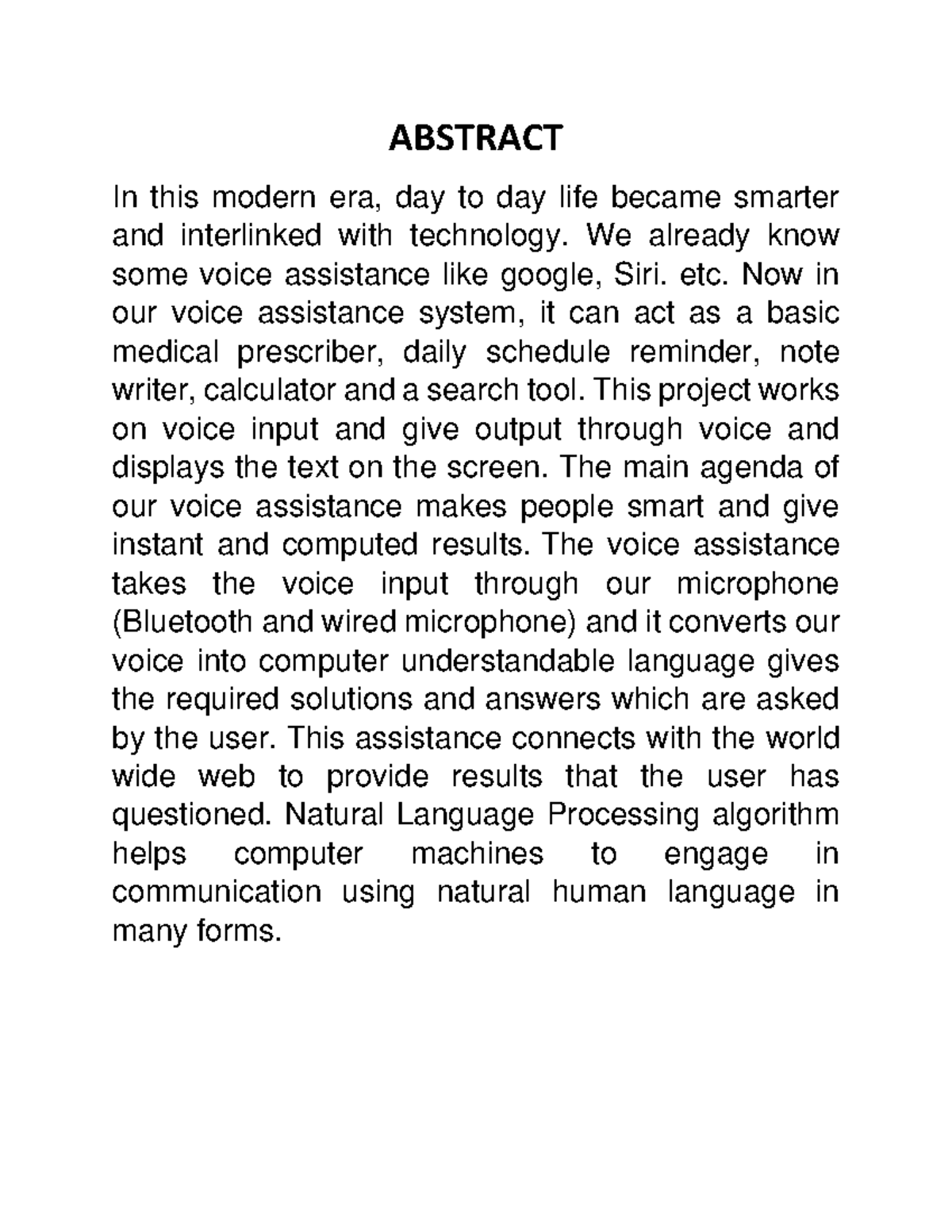 CS101: Virtual Assistant Project Abstract and Overview - Studocu