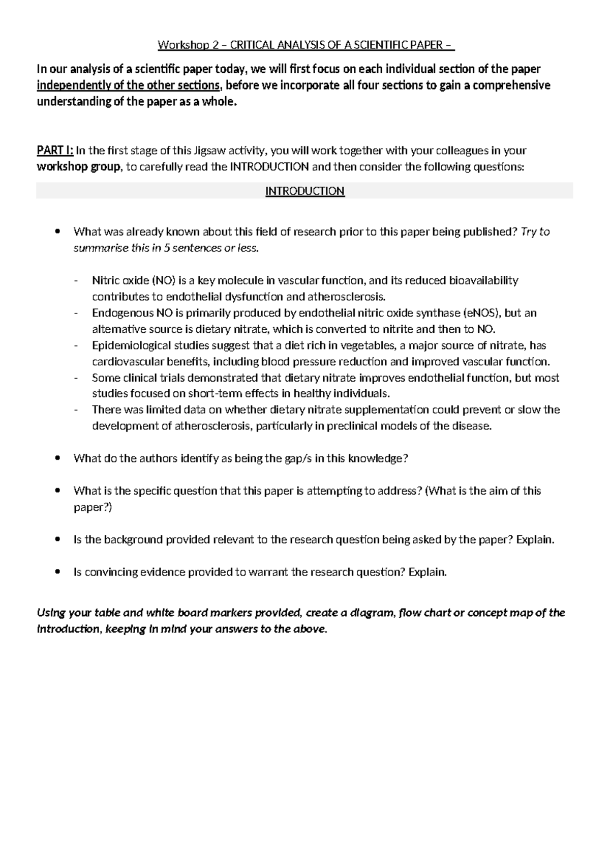 Critical Analysis of a Scientific Paper: Worksheet 2025 - Studocu