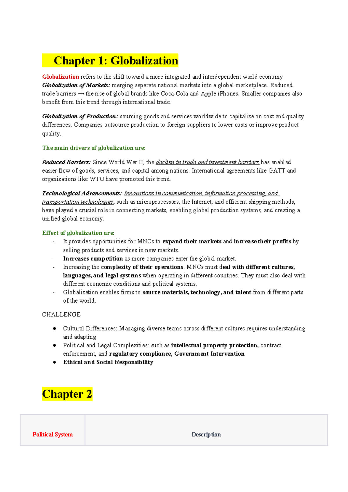 Chapter 1: Globalization and Its Impact on International Business (IB ...