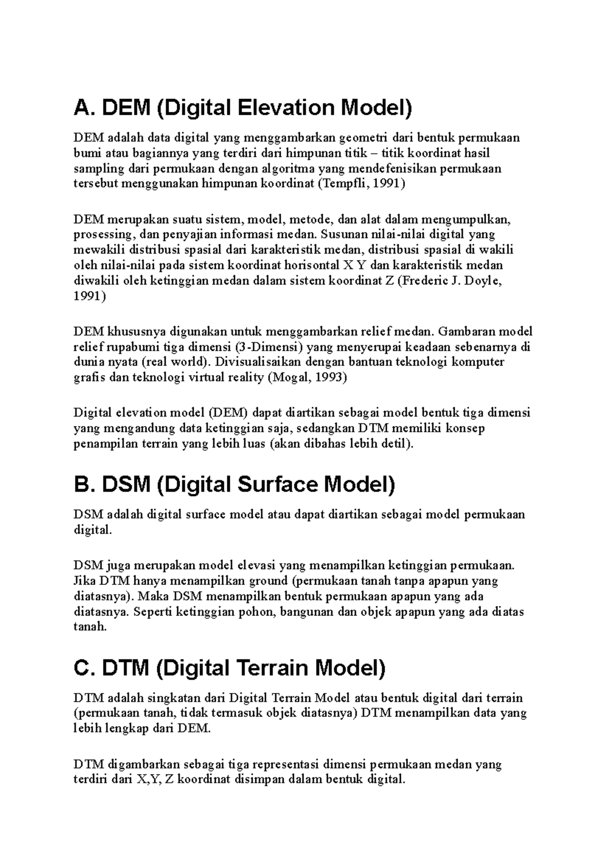 Mengenal DEM, DSM, dan DTM: Panduan Geomatik Terperinci - Studocu