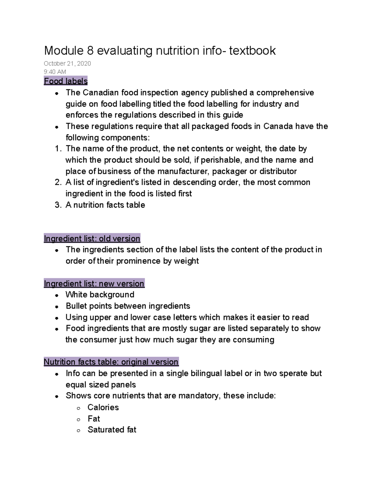 Module 8 evaluating nutrition info- textbook - Module 8 evaluating ...