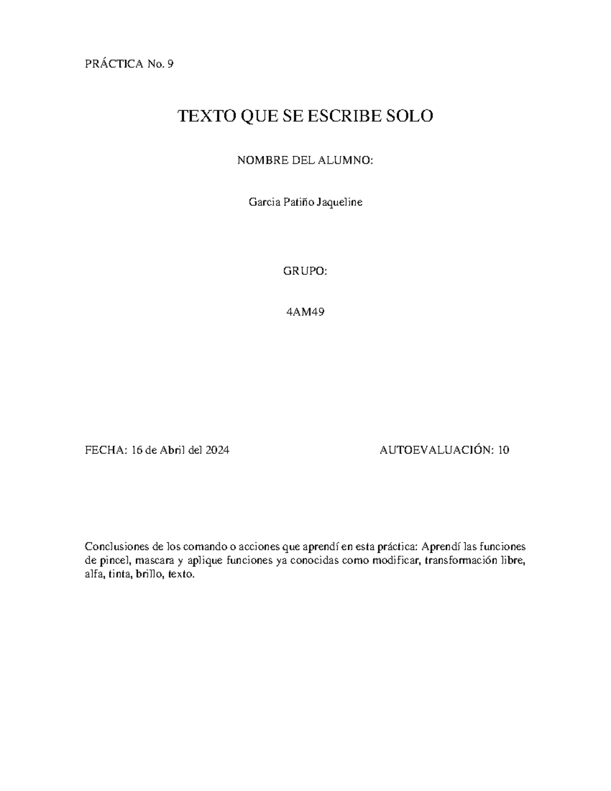 Práctica No. 9 - Uso de Comandos en Action Script 3.0 - Studocu