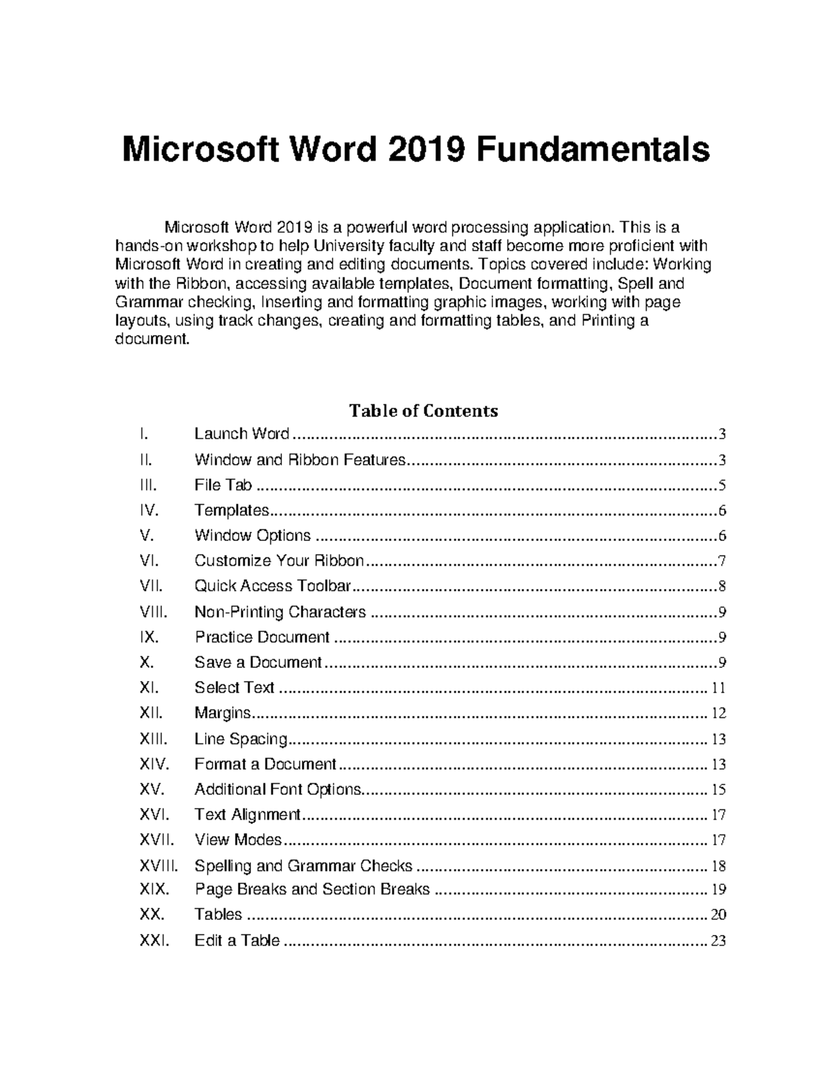 Microsoft Word 2019 Fundamentals Workshop Guide - Studocu