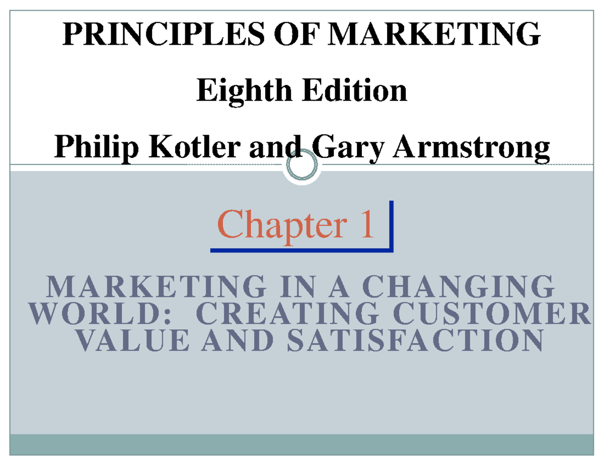 Principles of Marketing (MKT101): Chapter 1 PPT Slides Overview - Studocu
