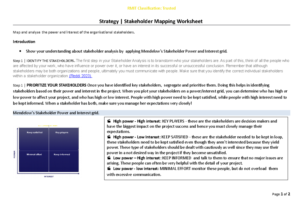 Stakeholder Mapping Worksheet 23-2 - Strategy | Stakeholder Mapping ...