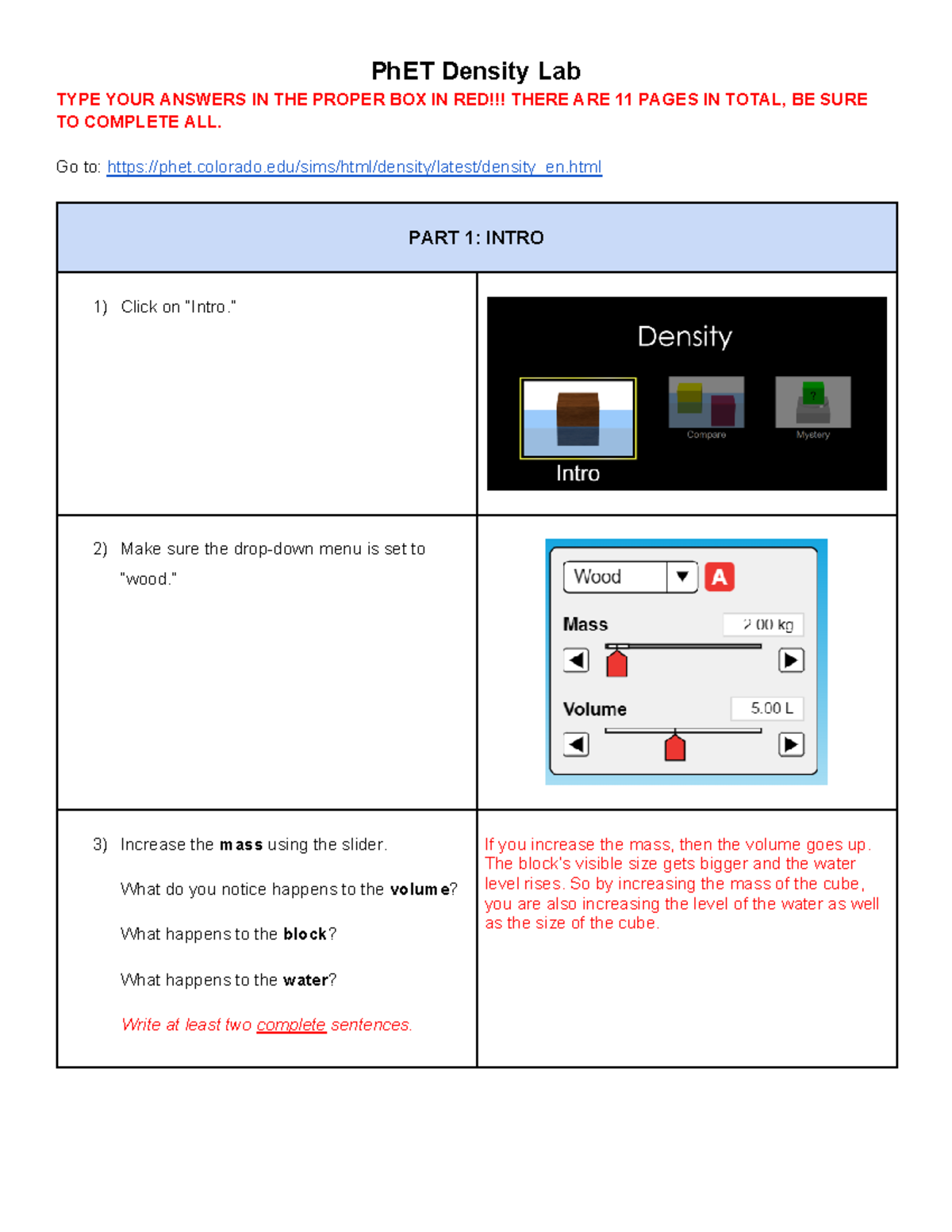 PhET Density Lab - Annotated Lab Report for PHYS 101 - Studocu