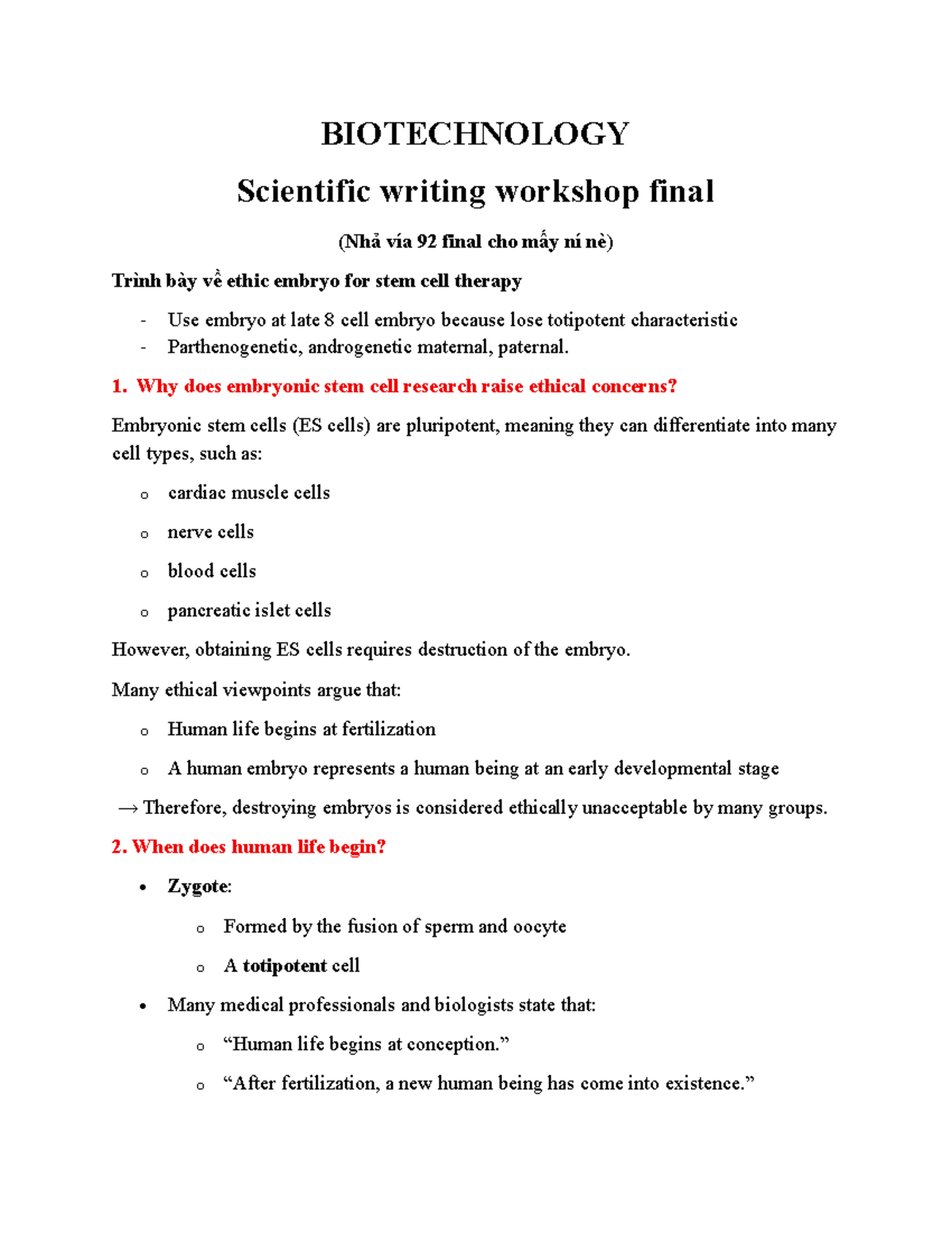 BIOTECHNOLOGY - Final Workshop on Ethical Issues in Stem Cell Research ...