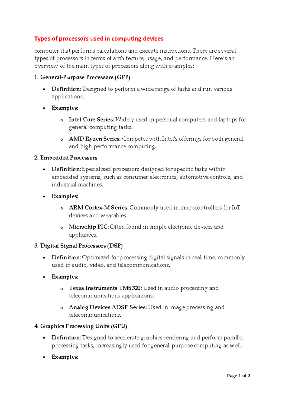 Types of Processors in Computing Devices: An Overview of Architectures ...