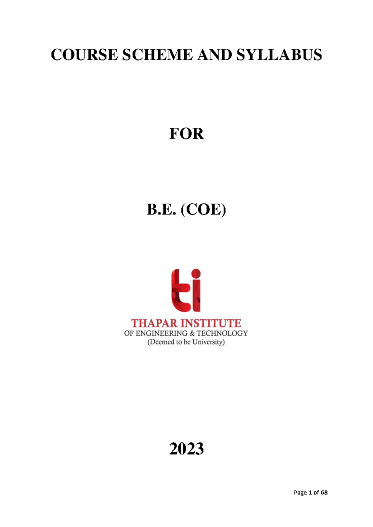 B.E. COE 2023 Scheme & Syllabus for 2nd Year Courses - Studocu