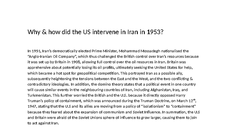 IRAN COUP Detat - iii - Why & how did the US intervene in Iran in 1953 ...