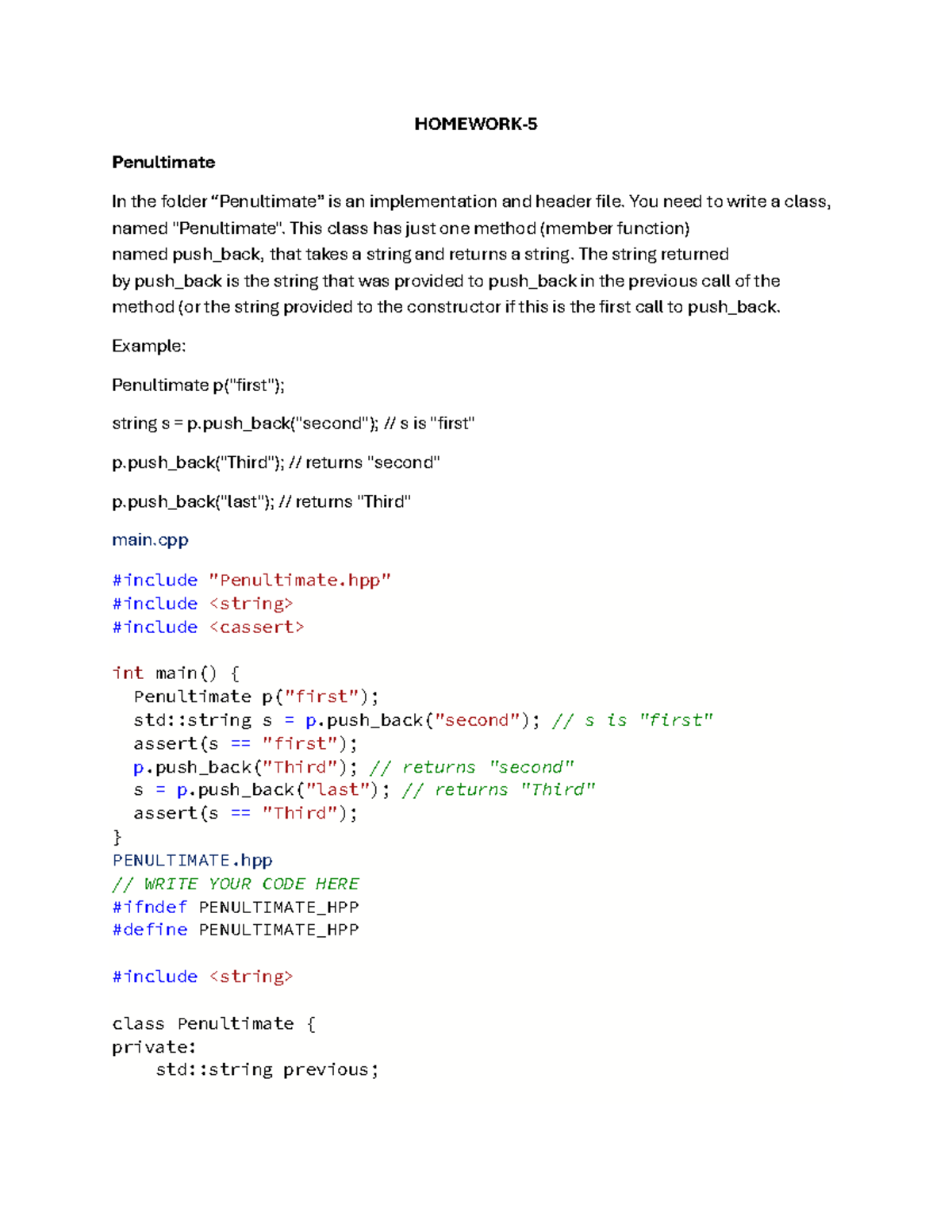 Homework 5-7: Implementing Classes for Penultimate, Temperature, and ...
