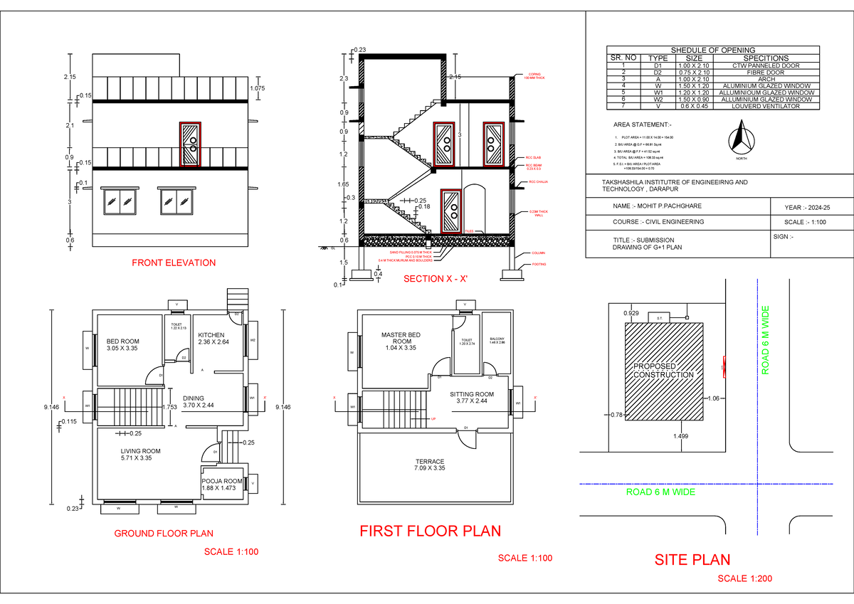 G+1 Building Drawing Components - Civil Engineering Submission - Studocu