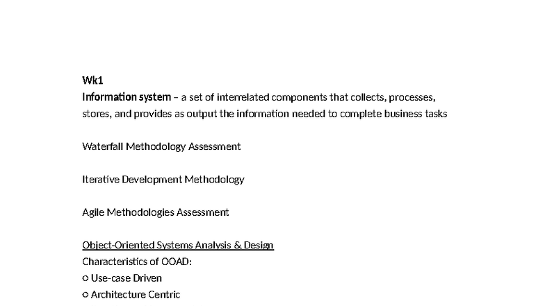 Revision Notes - IS3430: Information Systems Overview and Methodologies ...