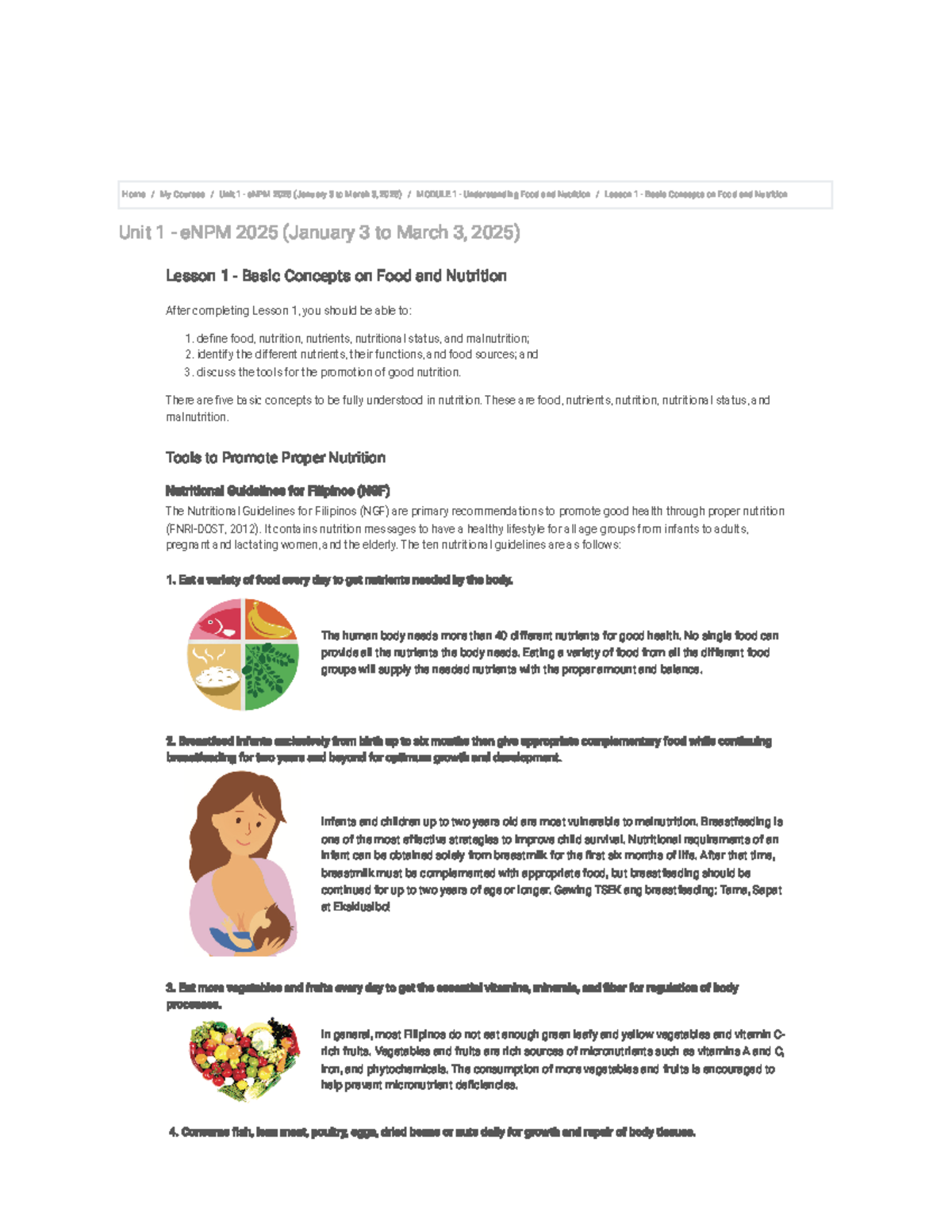 Lesson 1 - Basic Concepts on Food and Nutrition Tools to Promote Proper ...