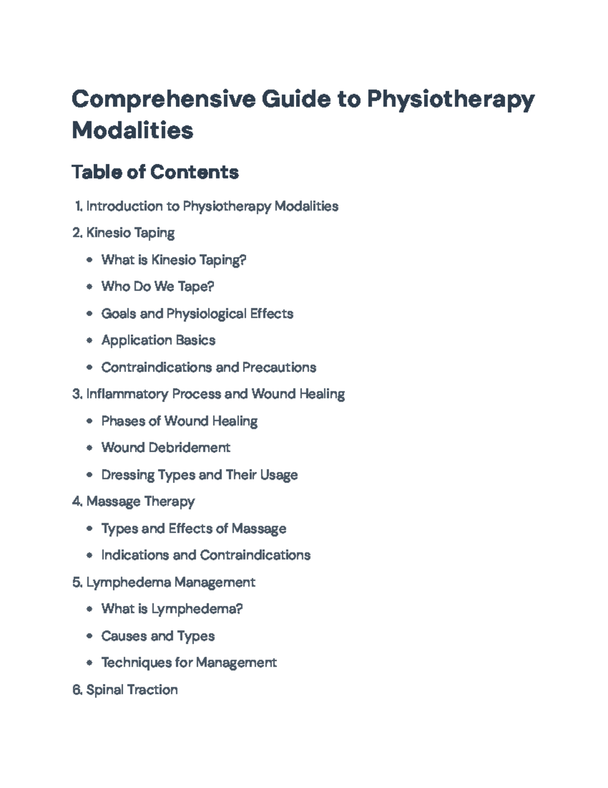 Comprehensive Guide to Physiotherapy Modalities (Final Exam ...