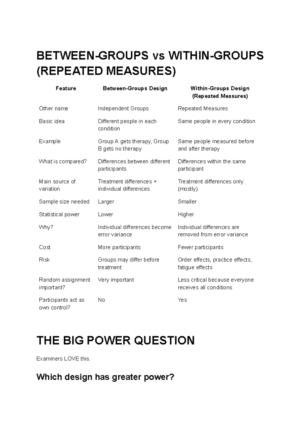 Experimental Final Exam: Repeated Measures Design Insights - Studocu