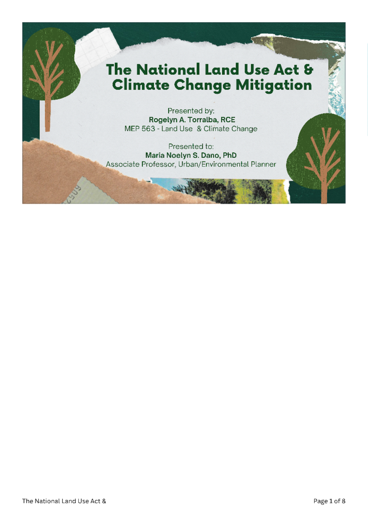 The National Land Use Act & - Land Use Planning And Development - Studocu