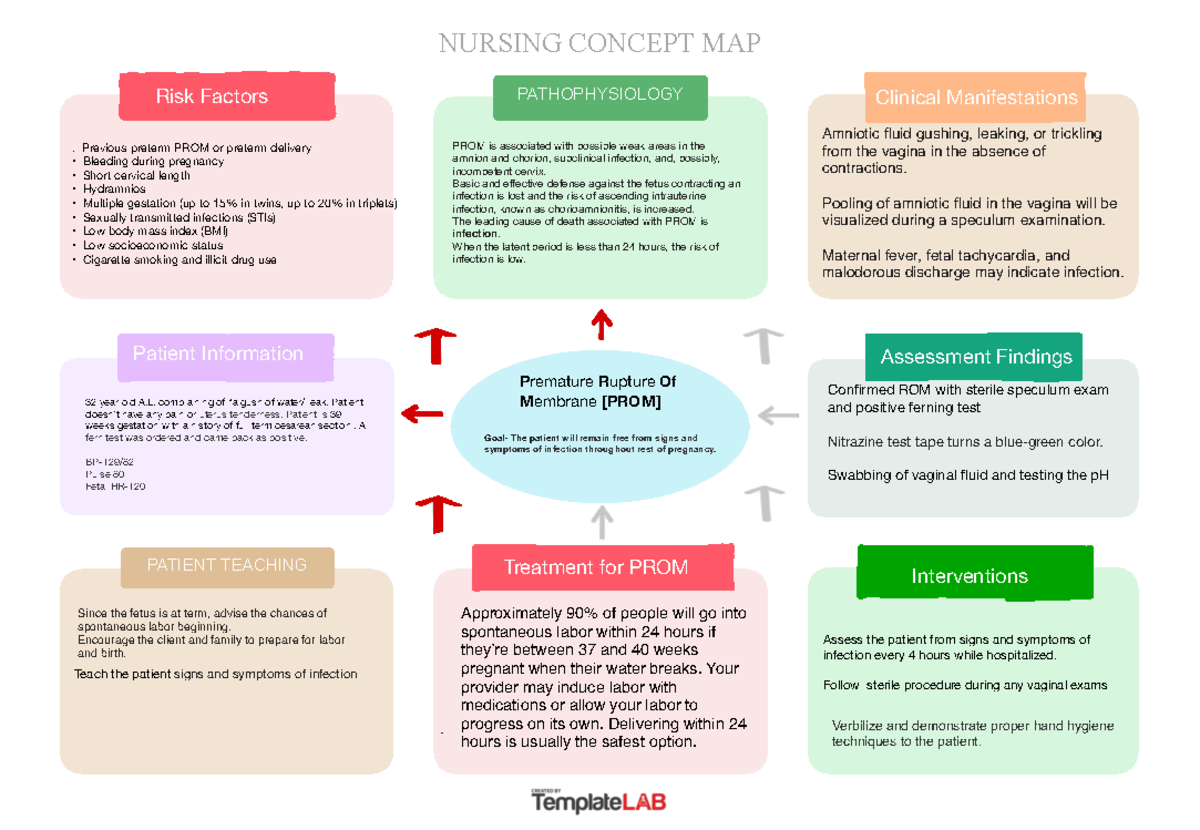Nursing Concept Map: Premature Rupture of Membrane (PROM) Disease ...