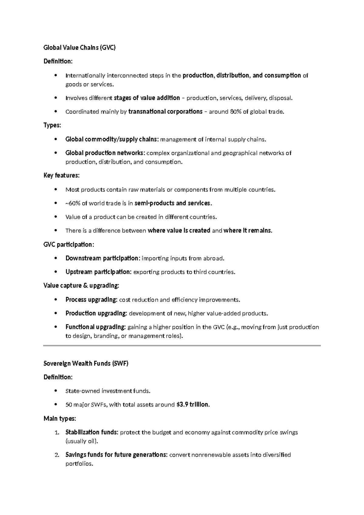 Global Value Chains (GVC) - Summary for Oral Exam - Studocu