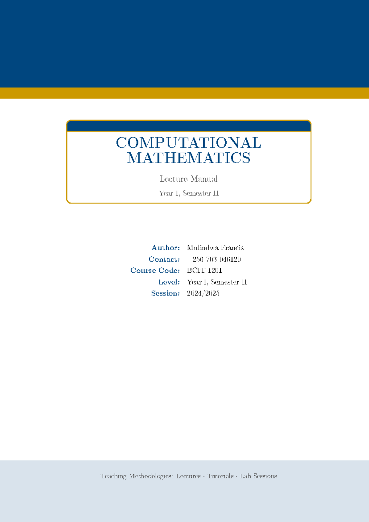 BCIT 1201 Computational Mathematics Lecture Manual Year I, Sem II - Studocu