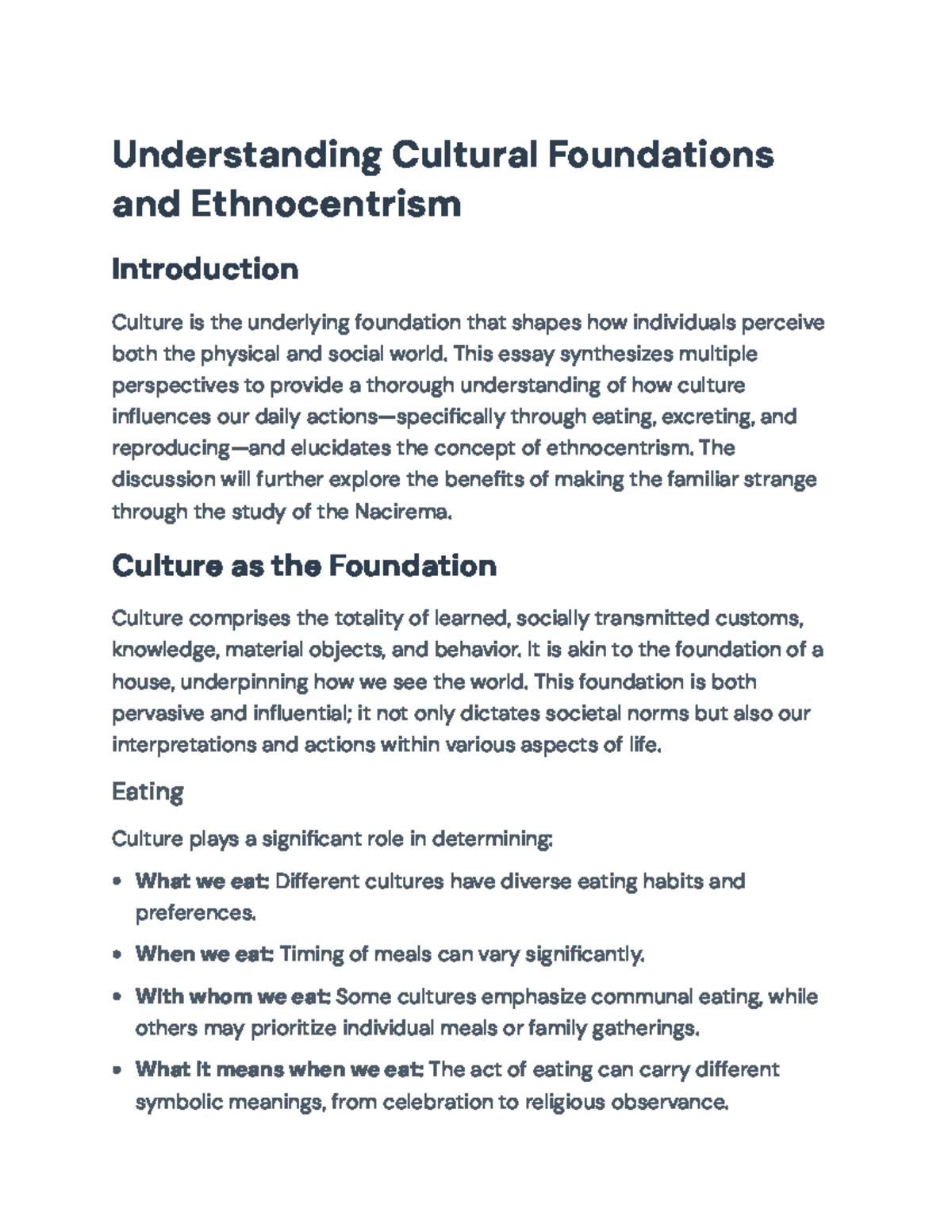 Cultural Foundations & Ethnocentrism: Insights from Nacirema Practices ...