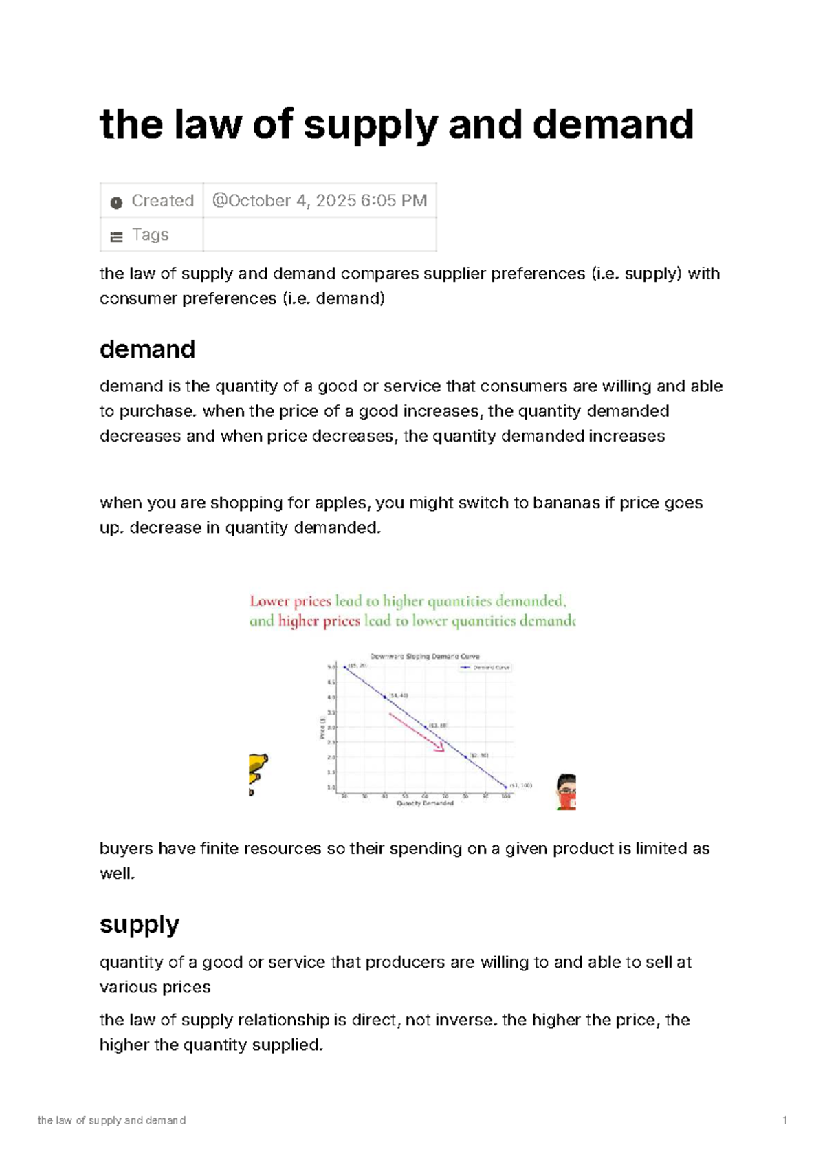 The Law of Supply and Demand: Key Concepts and Analysis - Studocu