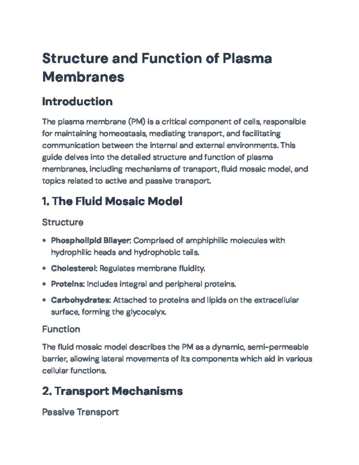 Structure and Function of Plasma Membranes: Insights and Mechanisms ...