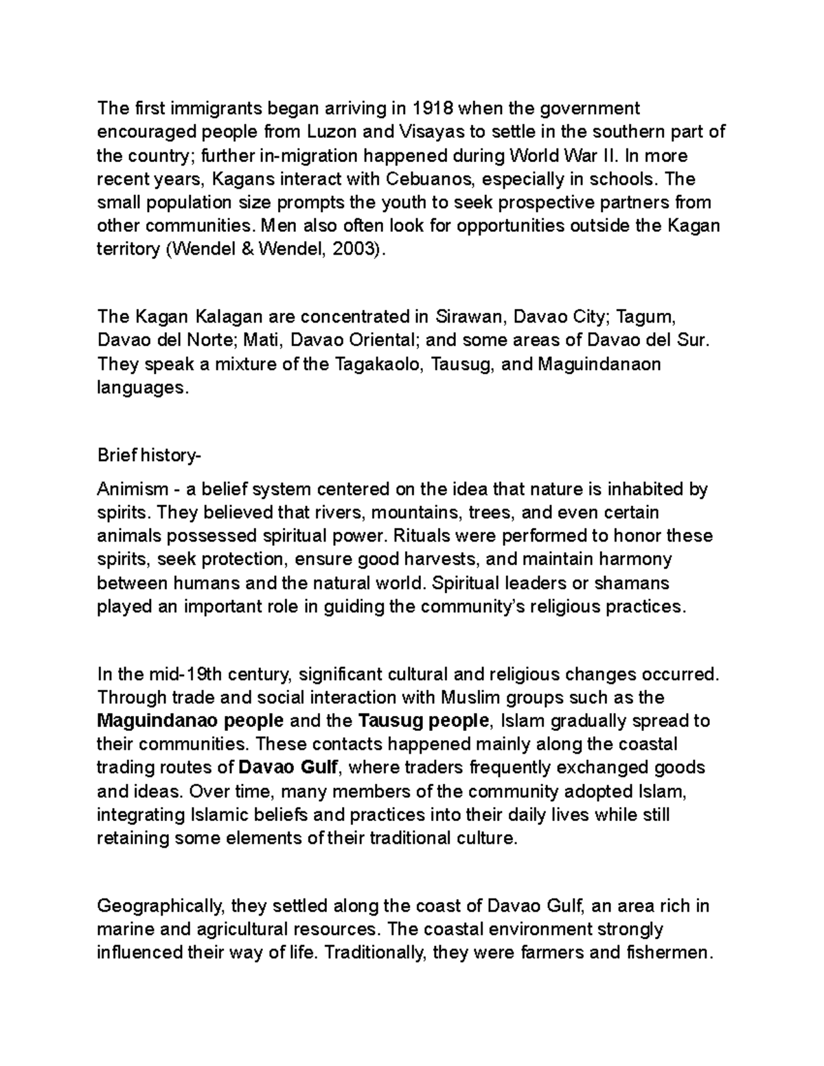 Kalagan Tribe: Cultural Heritage and Practices in Davao - Studocu