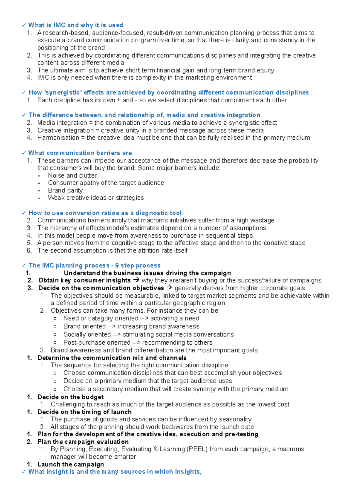 Quiz 1 - MKTG204 tutorial quiz 1 - What is IMC and why it is used 1. A ...