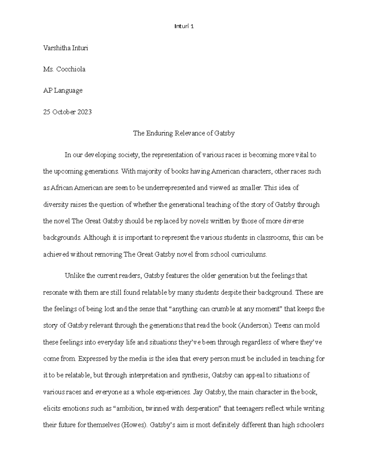 AP Language Gatsby Synthesis Essay: Examining Its Diverse Relevance ...