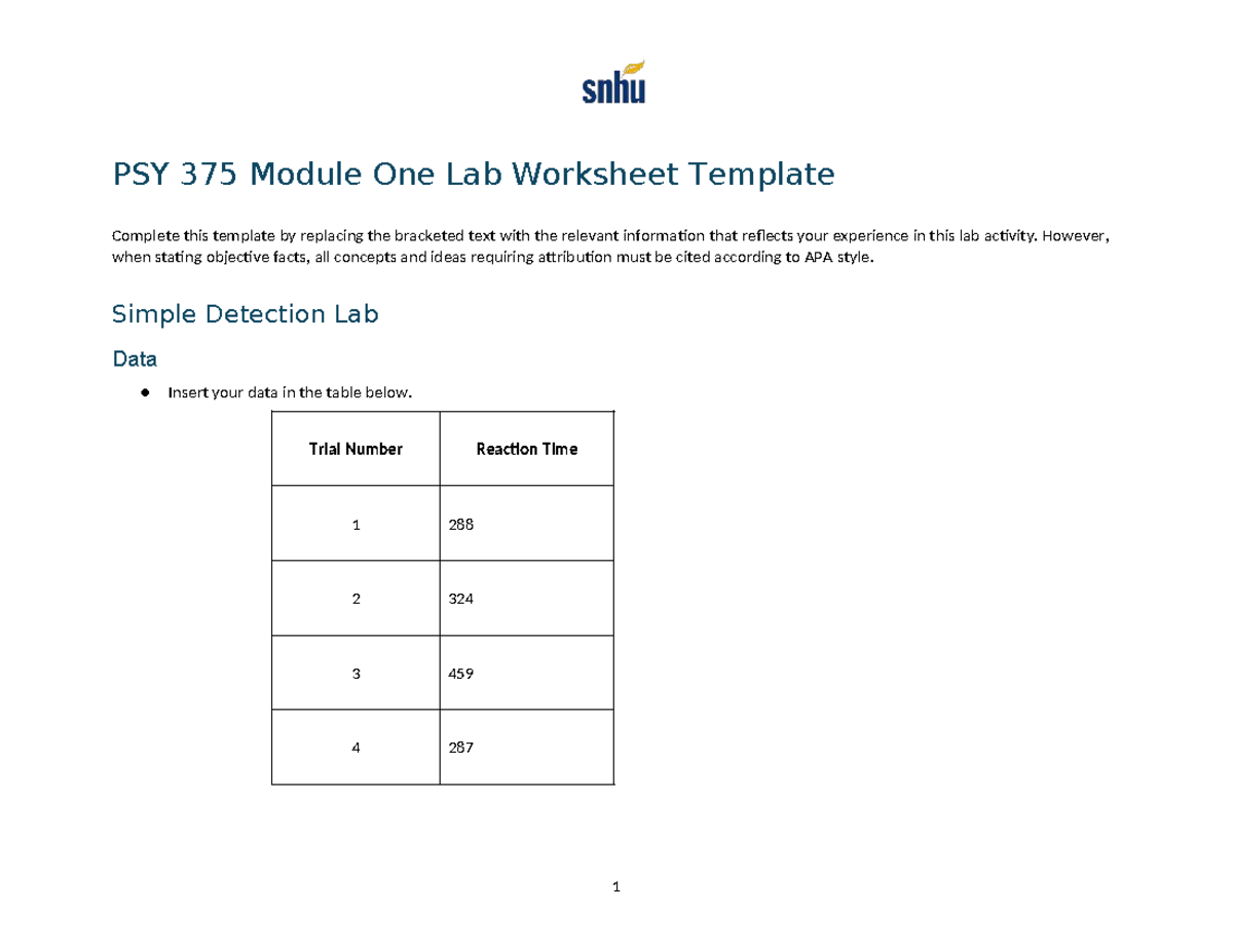 PSY 375 Comprehensive Lab Report: Modules 1-6 Analysis - Studocu
