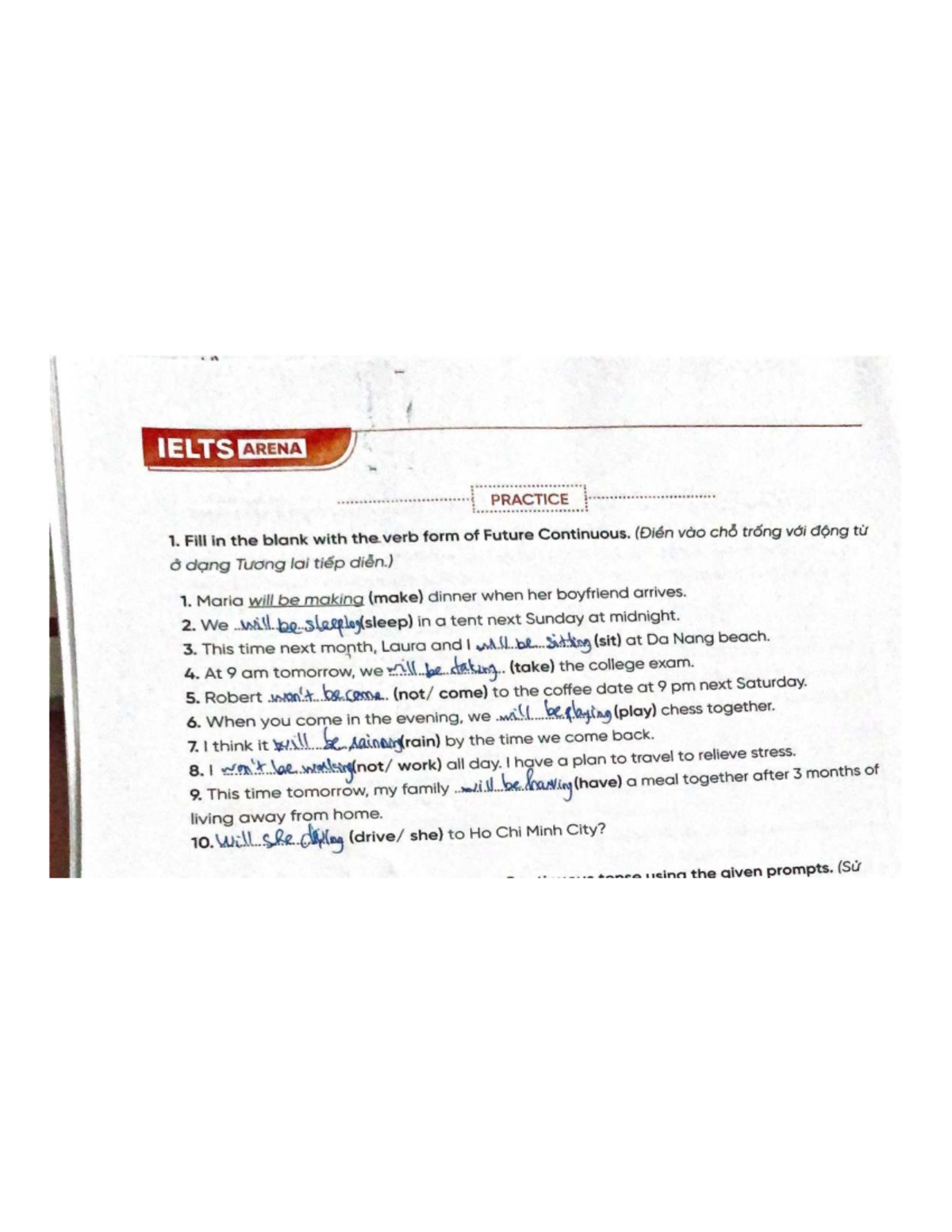 IELTS ARENA PRACTICE 1: Future Continuous Verb Forms - Studocu