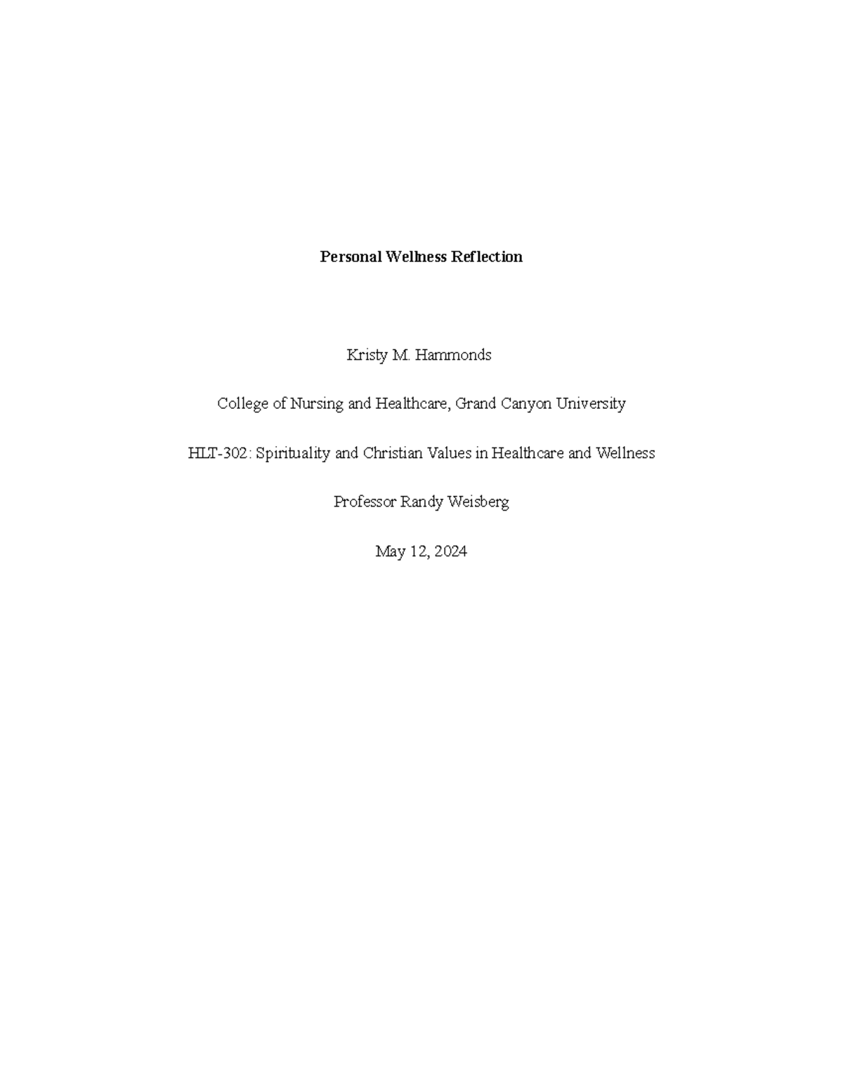 HLT-302 Personal Wellness Reflection: Strategies Against Burnout - Studocu