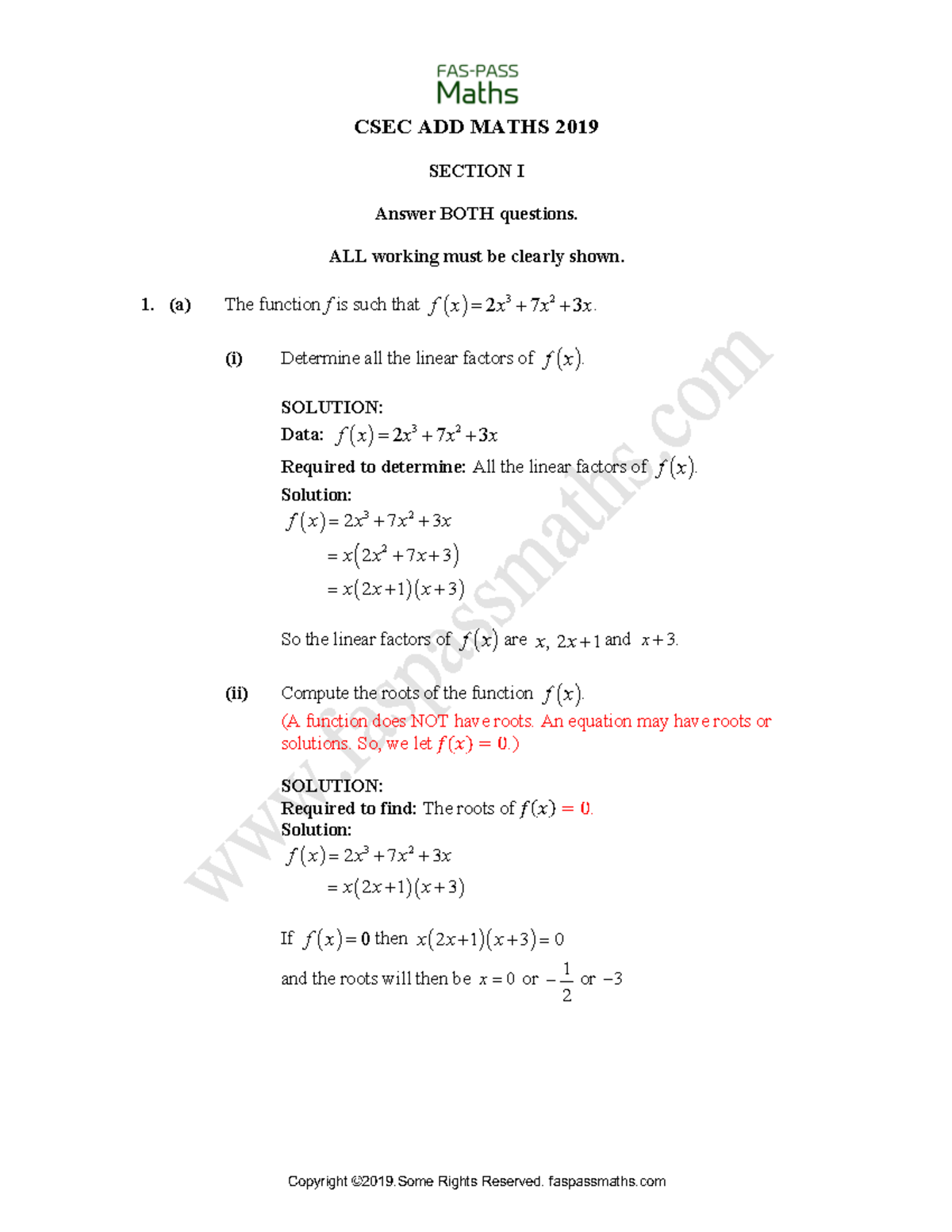 CSEC ADD Maths June 2019 - Complete Solutions & Explanations - Studocu