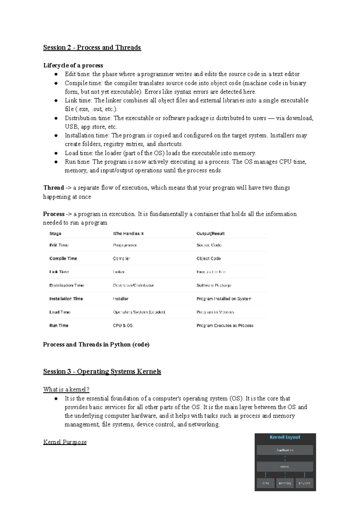 Operating Systems & Parallel Computing: Process and Threads Lifecycle ...
