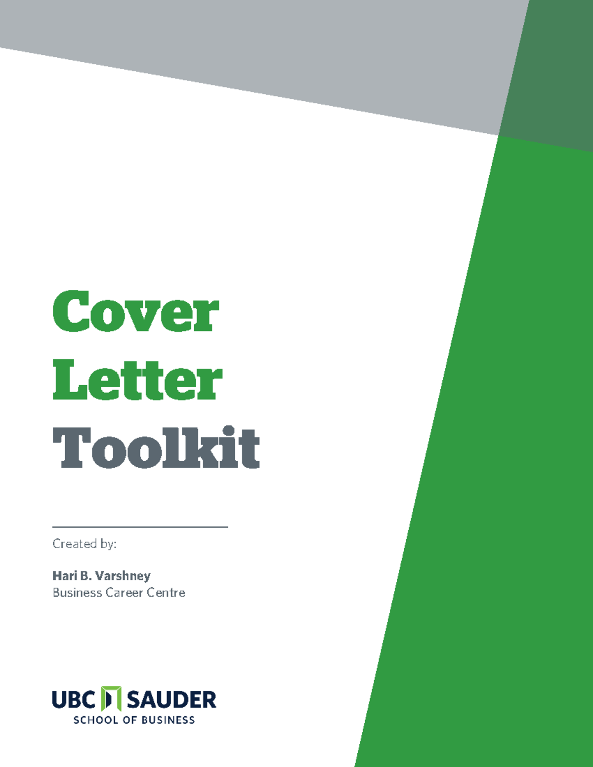 Cover Letter Toolkit - UBC Sauder School of Business 2024 - Studocu