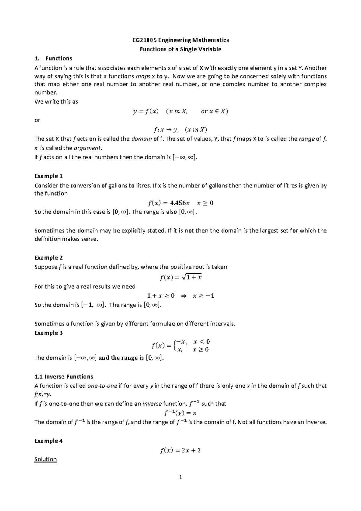 Functions - Lecture notes 1 - Warning: TT: undefined function: 32 ...