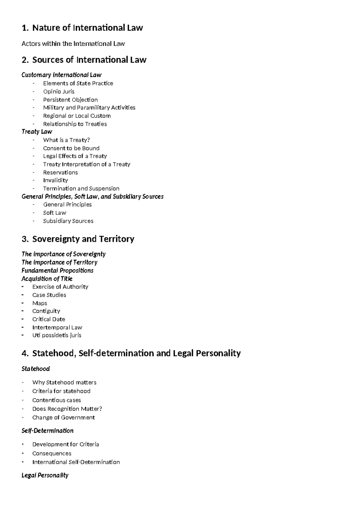 International Law Overview: Key Concepts and Principles (LAW101) - Studocu