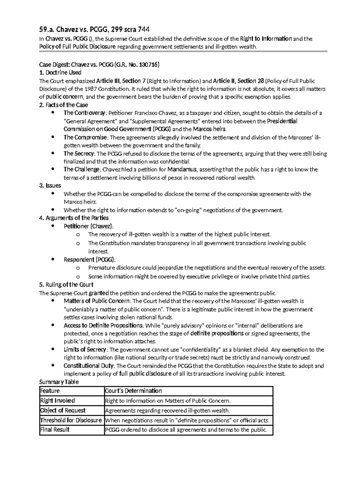 Chavez vs. PCGG Case Digest: Right to Information & Public Disclosure ...