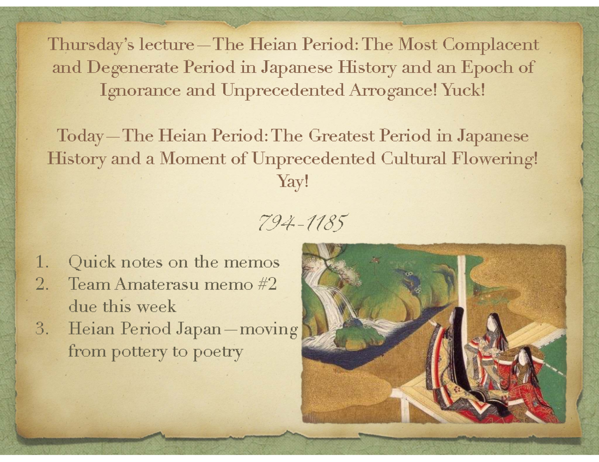 Heian Period Japan: Centralization, Culture, and Poetry Insights (HIST ...